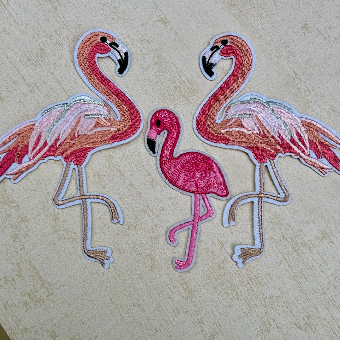Flamingo Iron on Patch Large Flamingo Patch Flamingo Embroidery Patch ...