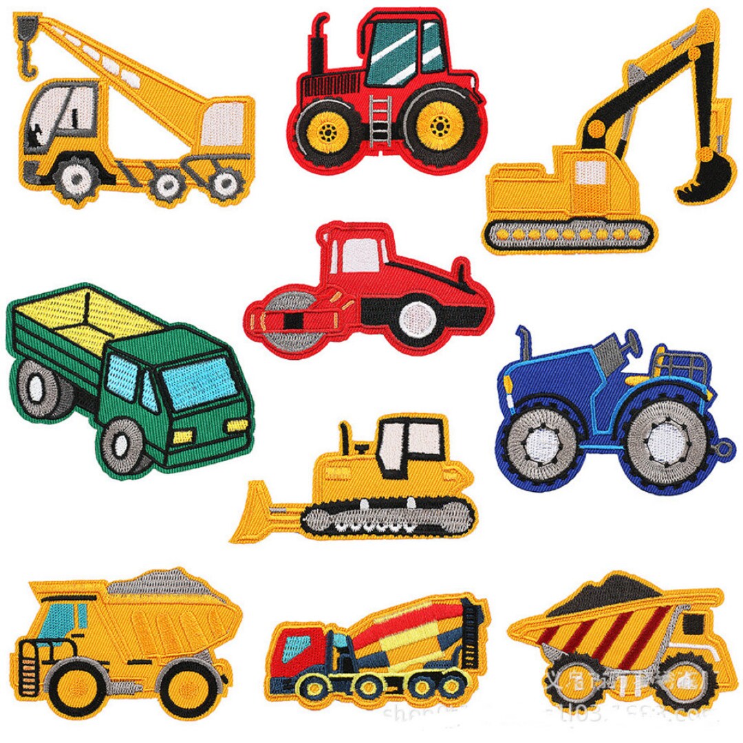 Set of 10 Construction Vehicle Crane Patches Crane Truck Iron on Patch ...