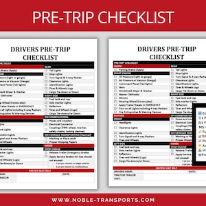 Driver Pre-trip Checklist Template - Etsy