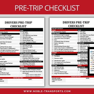 Driver Pre-trip Checklist Template - Etsy