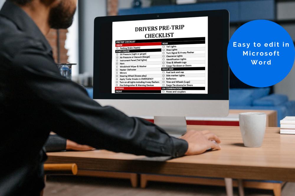 Driver Pre-trip Checklist Template - Etsy