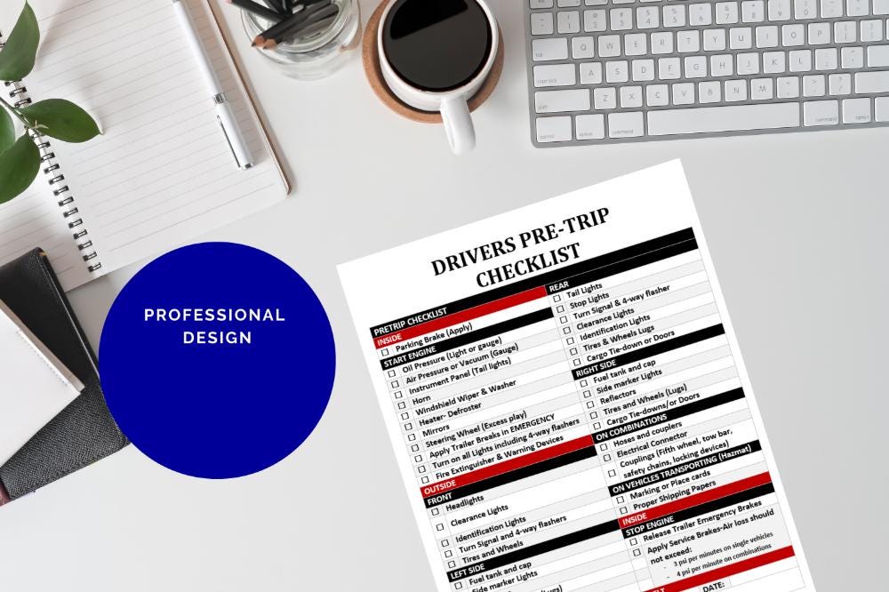 Driver Pre-trip Checklist Template - Etsy