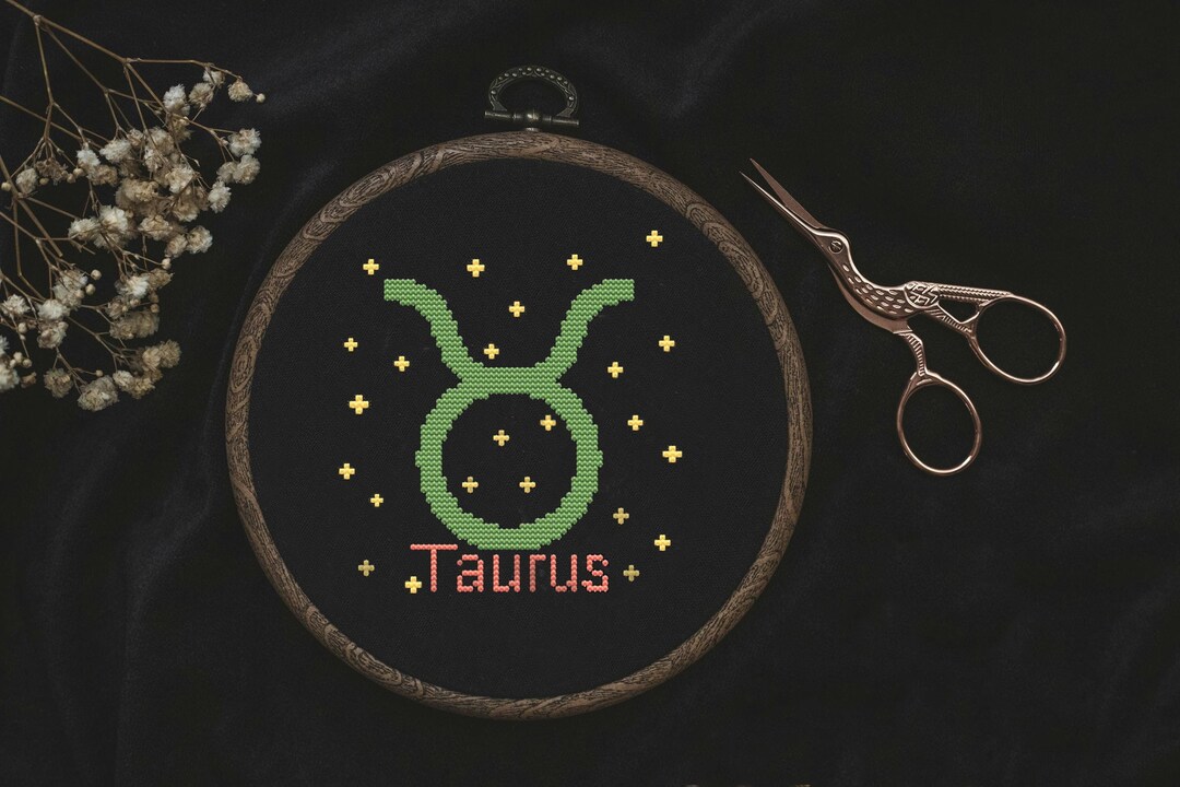 Taurus Cross Stitch Pattern PDF, Zodiac, Horoscope, Digital Download ...