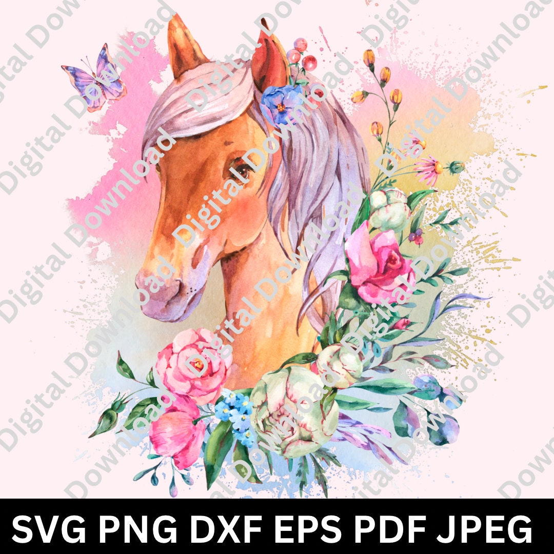 Watercolor Rainbow Horse Clipart Horses Print Rainbow Horse PNG Digital ...