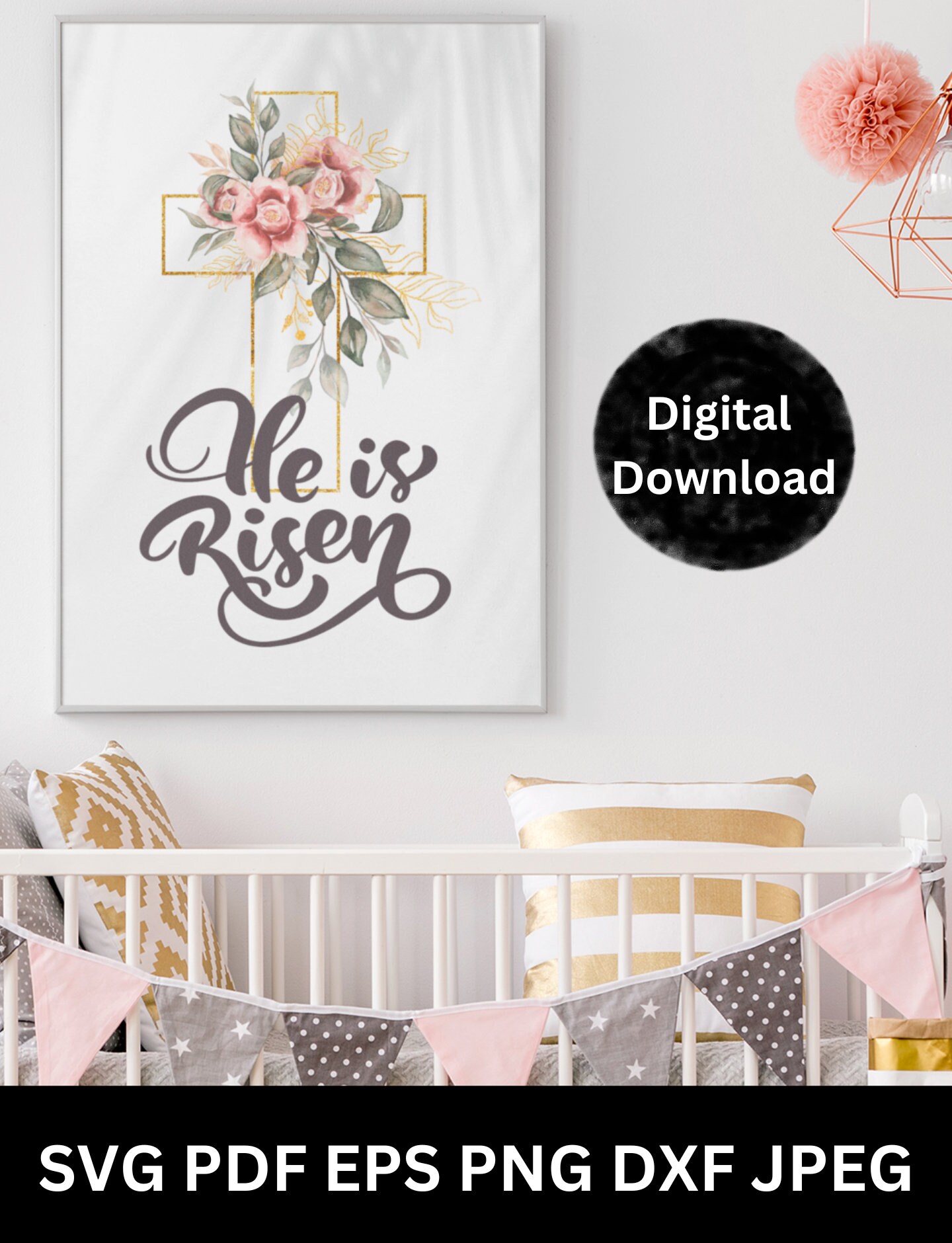 He is Risen SVG PNG PDF, Easter Cross Svg, Easter Svg, Christian Svg ...