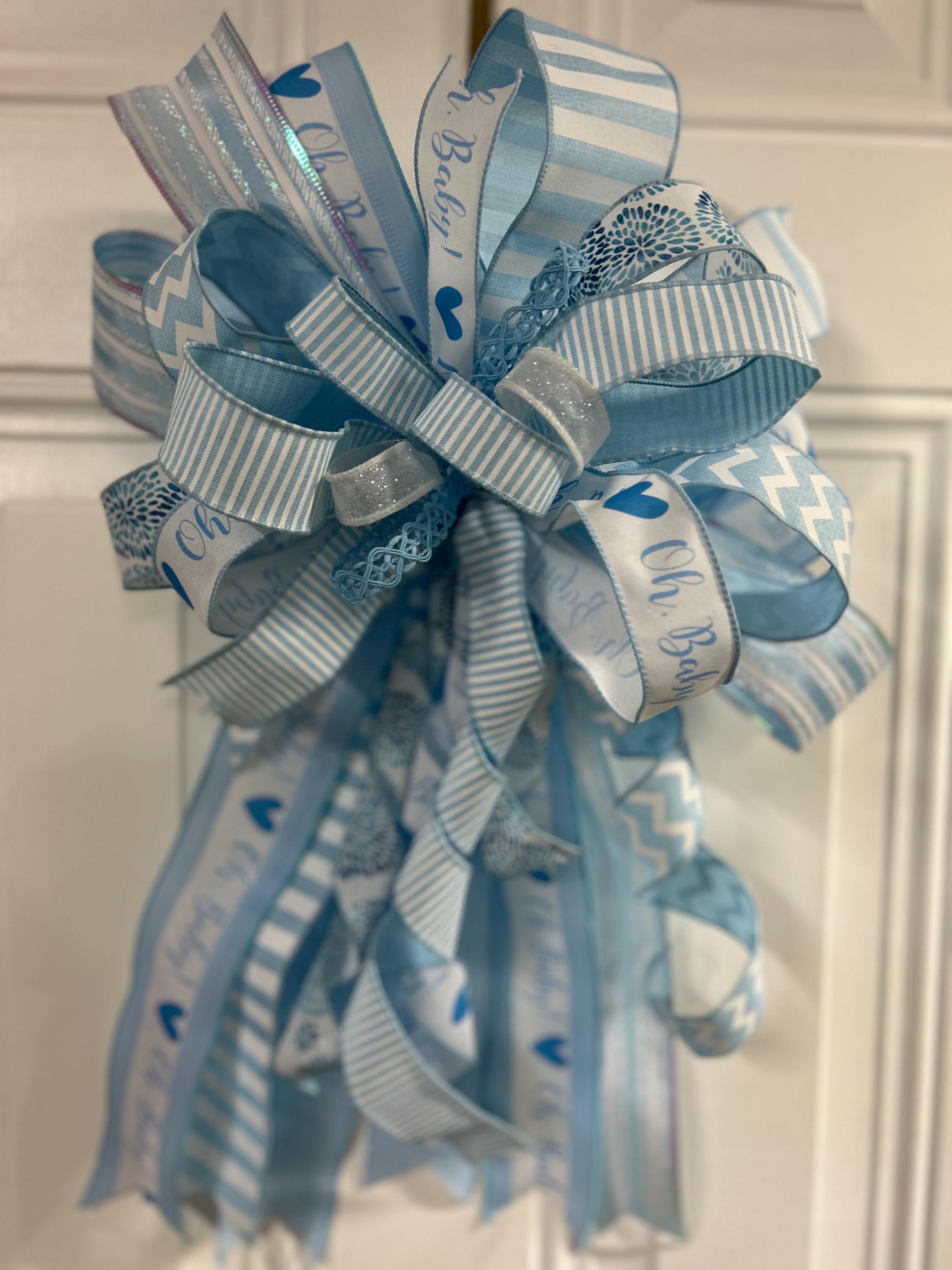 Oh Baby Blue Baby Shower Bow – Large Party Décor | Baby Boy Door Wreath ...