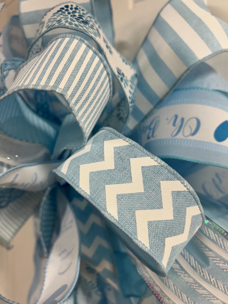 Oh Baby Blue Baby Shower Bow – Large Party Décor | Baby Boy Door Wreath ...
