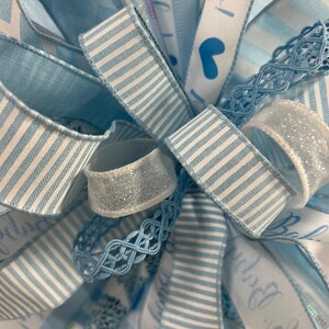 Oh Baby Blue Baby Shower Bow – Large Party Décor | Baby Boy Door Wreath ...