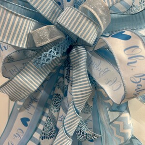 Oh Baby Blue Baby Shower Bow – Large Party Décor | Baby Boy Door Wreath ...