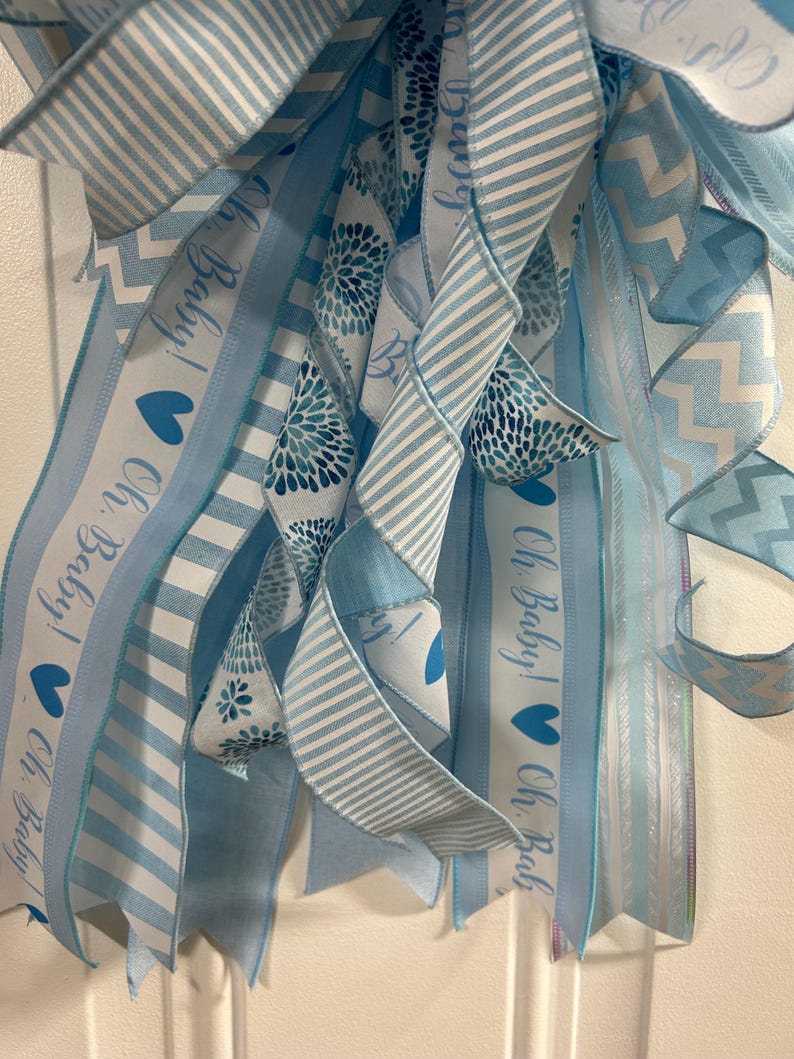 Oh Baby Blue Baby Shower Bow – Large Party Décor | Baby Boy Door Wreath ...