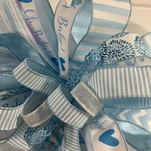 Oh Baby Blue Baby Shower Bow – Large Party Décor | Baby Boy Door Wreath ...