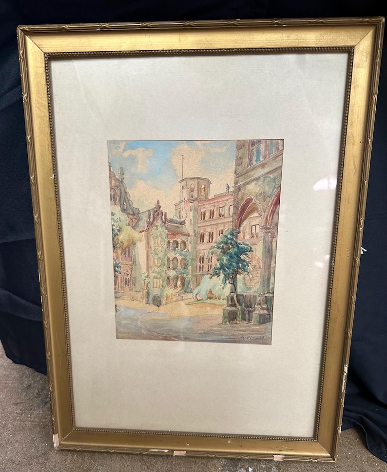 1939 Signed & Dated “heidelberg” Watercolor Painting in Frame - Etsy