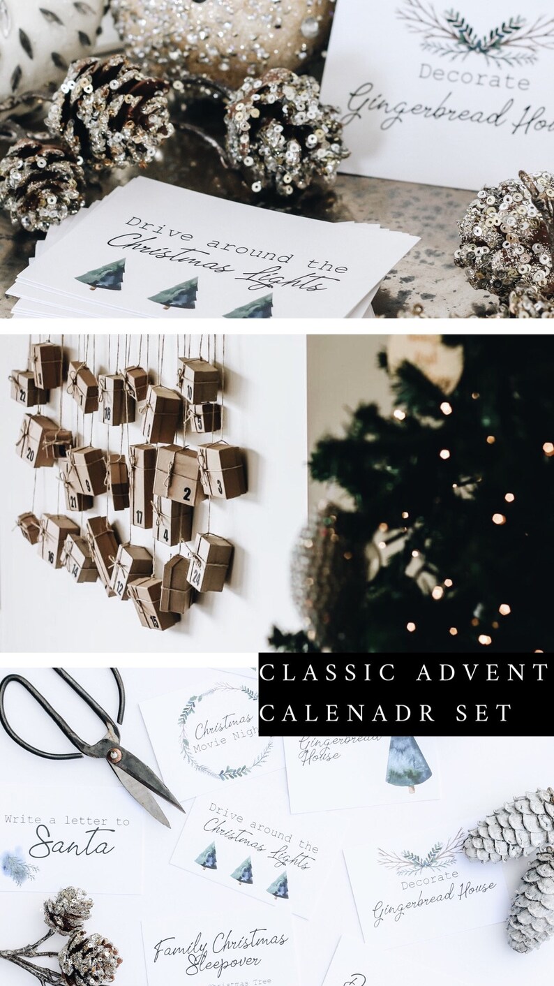 Classic Christmas Advent Calendar Cards - Etsy