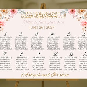 Aesthetic Muslim Wedding Seating Chart – Editable A1 Canva Template ...