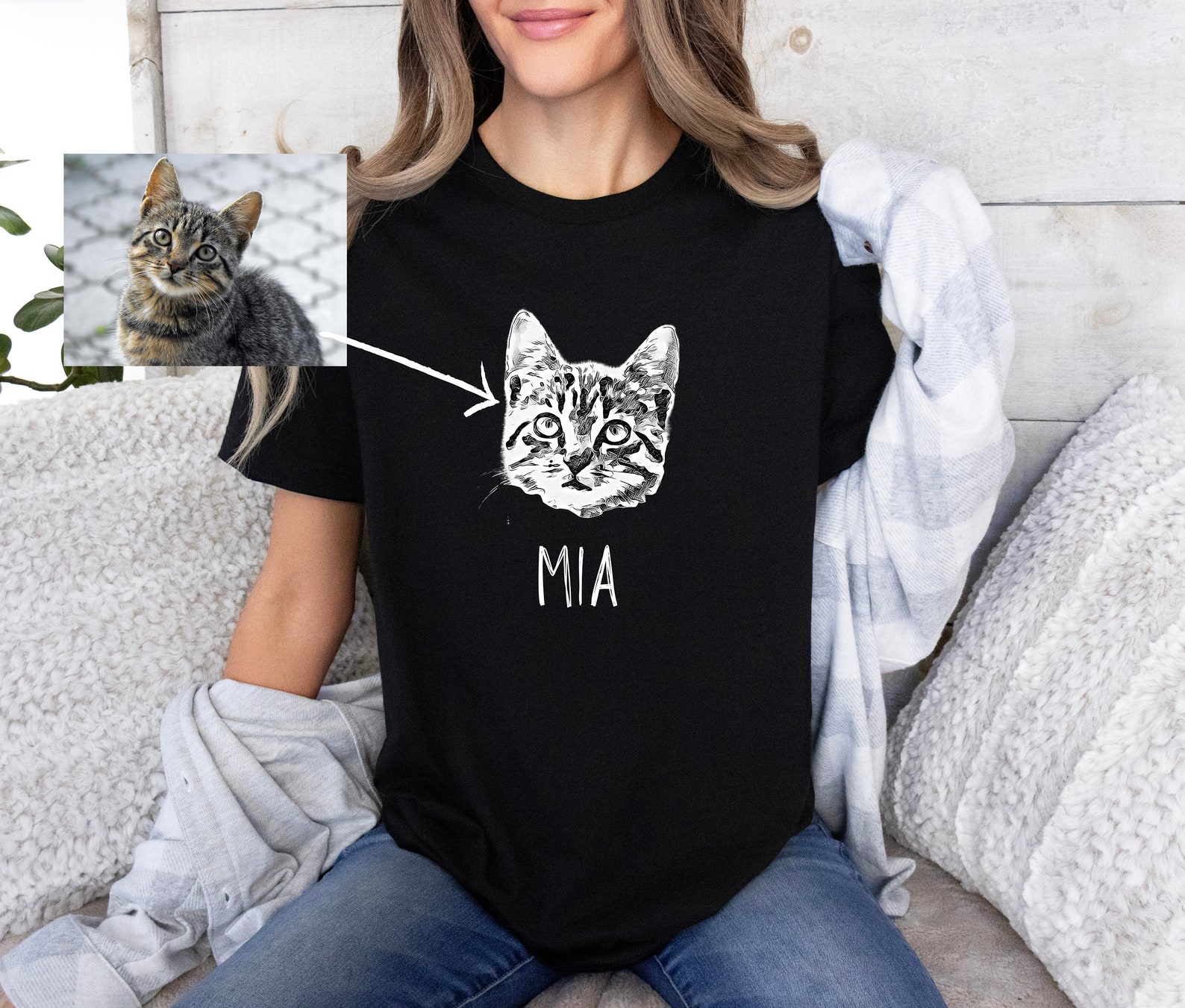 Custom Pet T-shirt With Your Pet Photo and Name - Custom Cat Shirt ...
