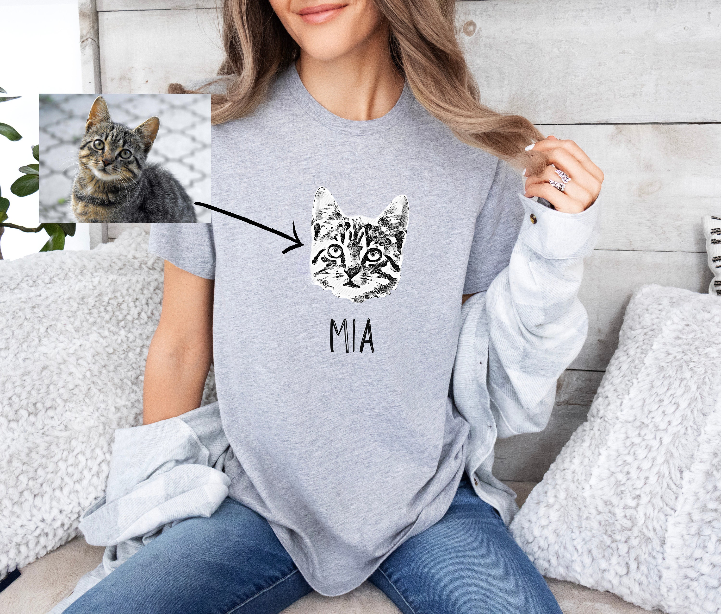 Custom Pet T-shirt With Your Pet Photo and Name Custom Cat Shirt ...