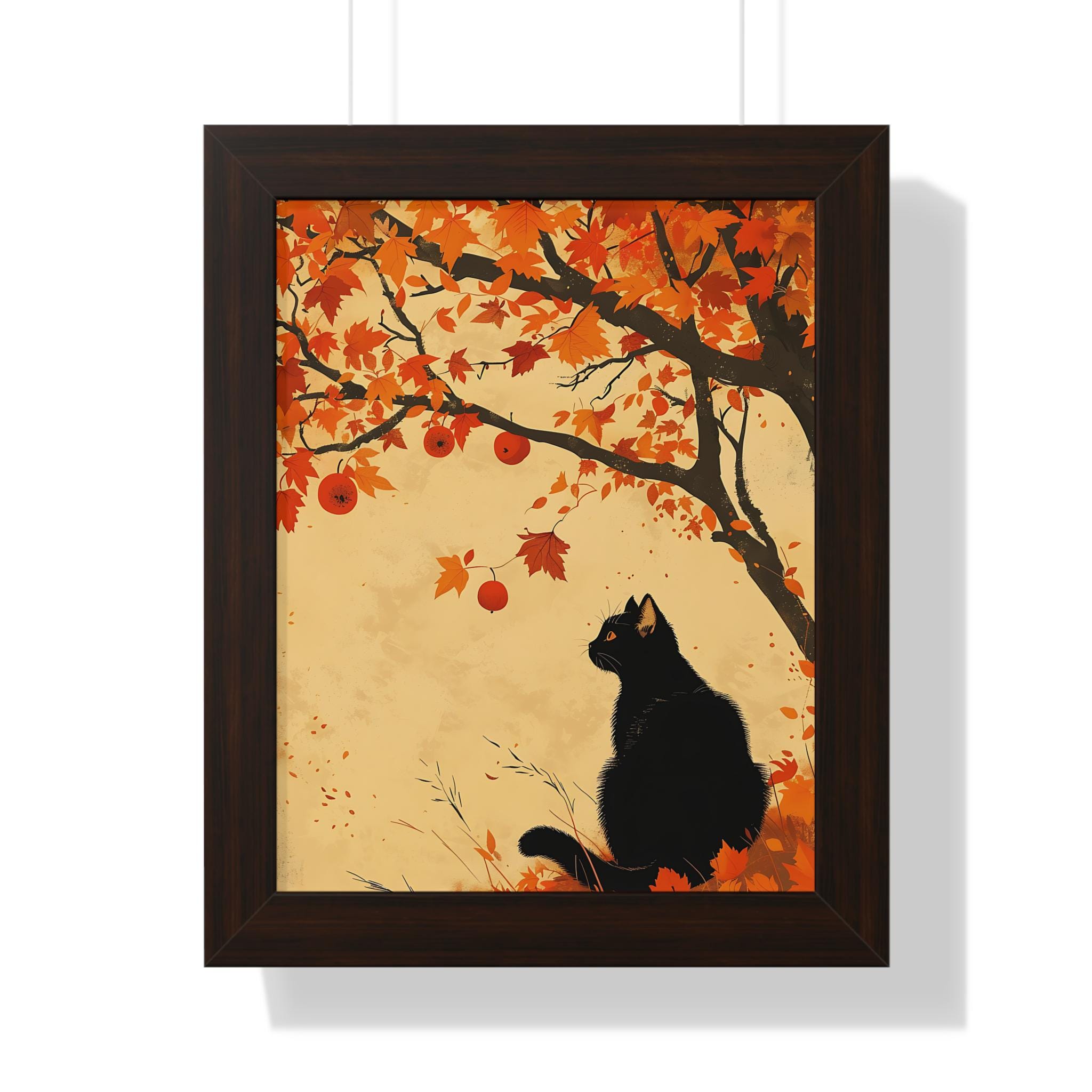 Fall Black Cat Art Print, Home Decor, Wall Decoration, Cat Lover, Cat ...