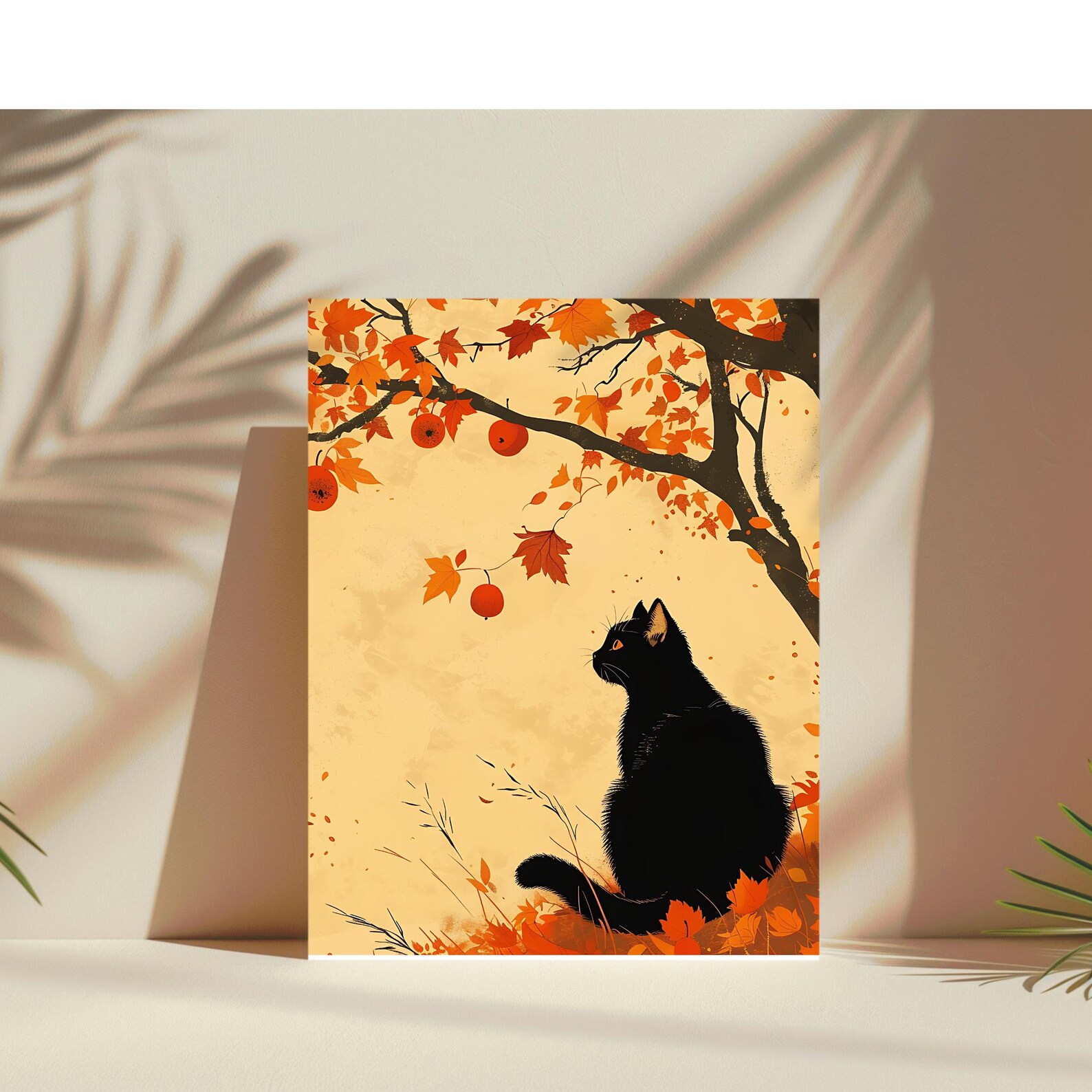 Fall Black Cat Art Print, Home Decor, Wall Decoration, Cat Lover, Cat ...