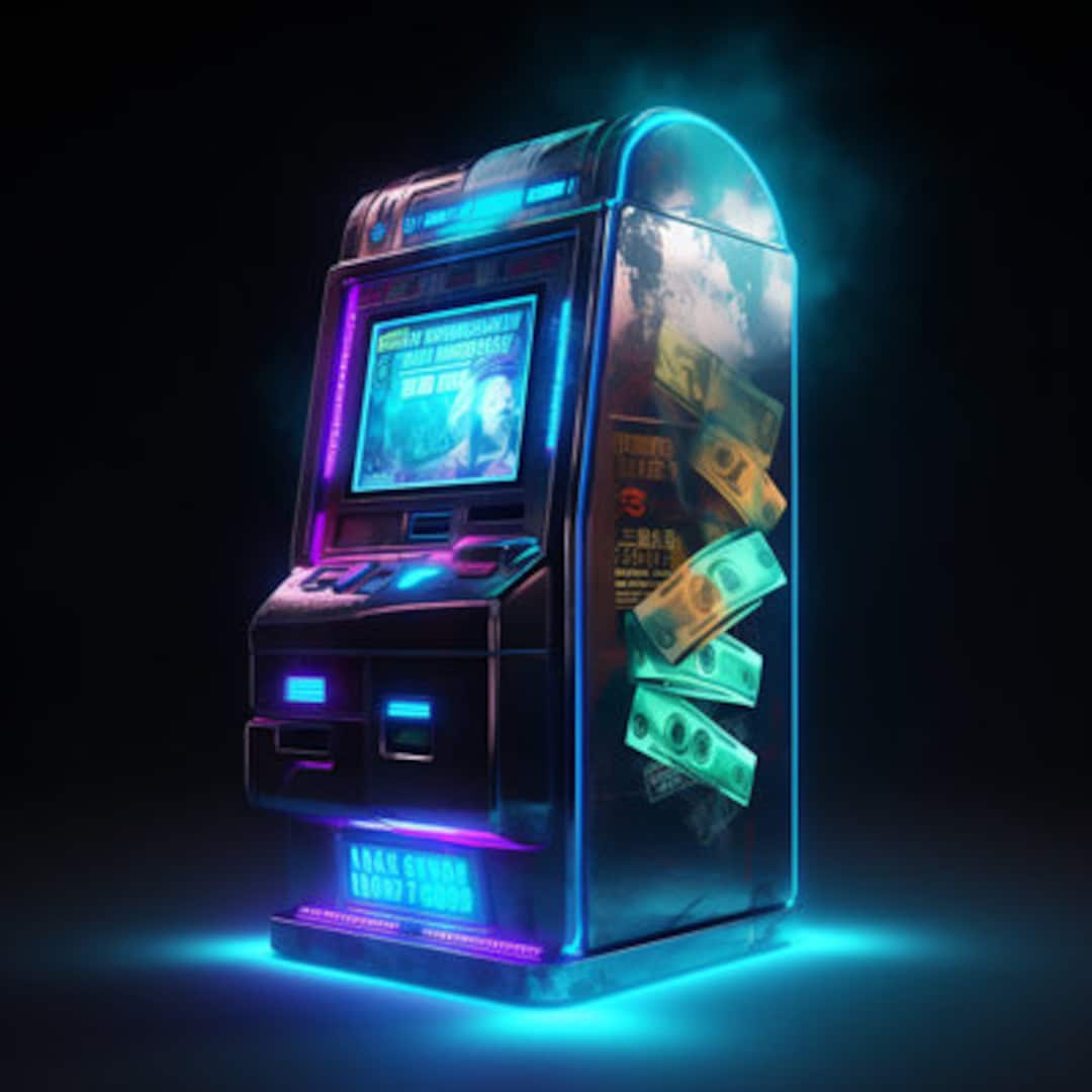 Custom Neon 3D, Abstract Digital Print of an ATM Machine! A Banking and ...