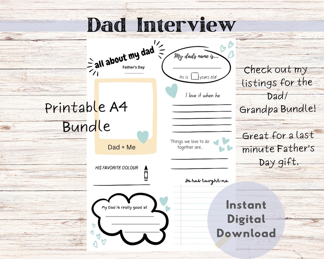 Dad Interview for Fathers Day, Birthday, Last Minute Gift Idea ...
