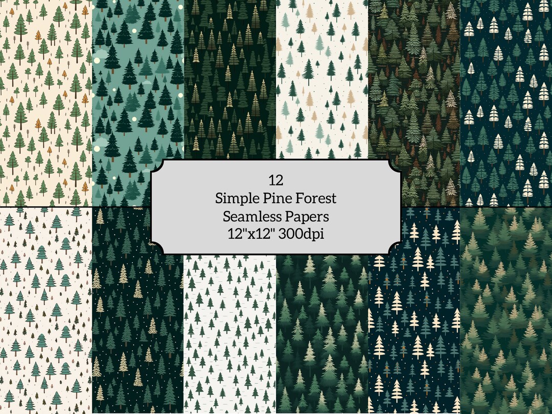 Simple Pine Forest Seamless Digital Paper - Etsy