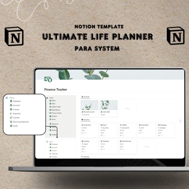 Simple Ultimate Life Planner Notion Template, All in One Notion Template Dashboard, Notion Life ...