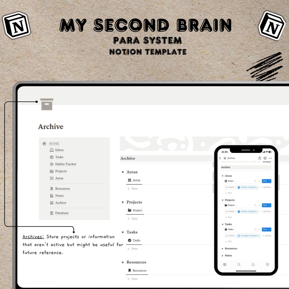 Second Brain Notion Template, Notion Dashboard, Simple Notion Planner, Notion Template Adhd ...