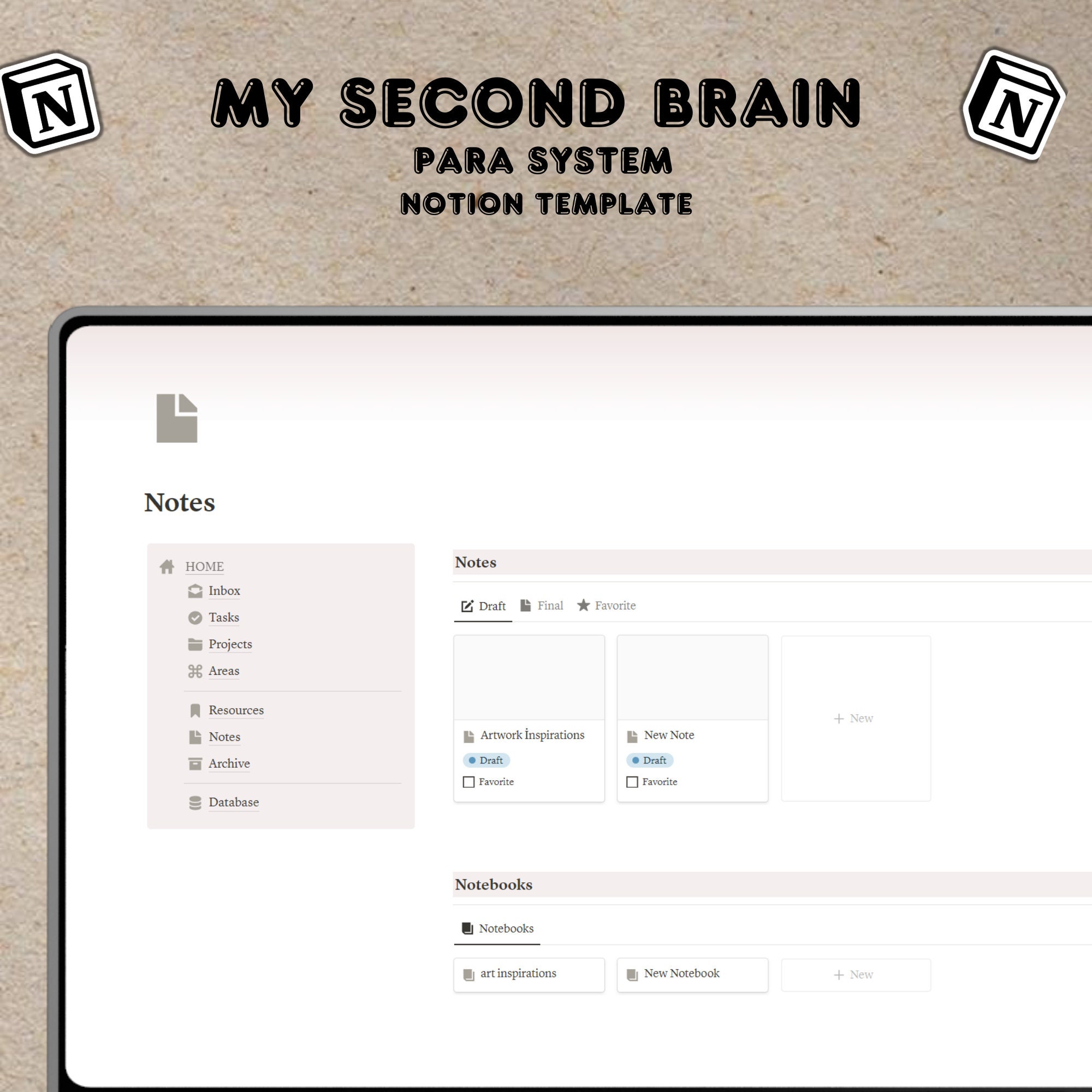 Second Brain Simple Notion Template, Minimal Notion Dashboard, All in ...