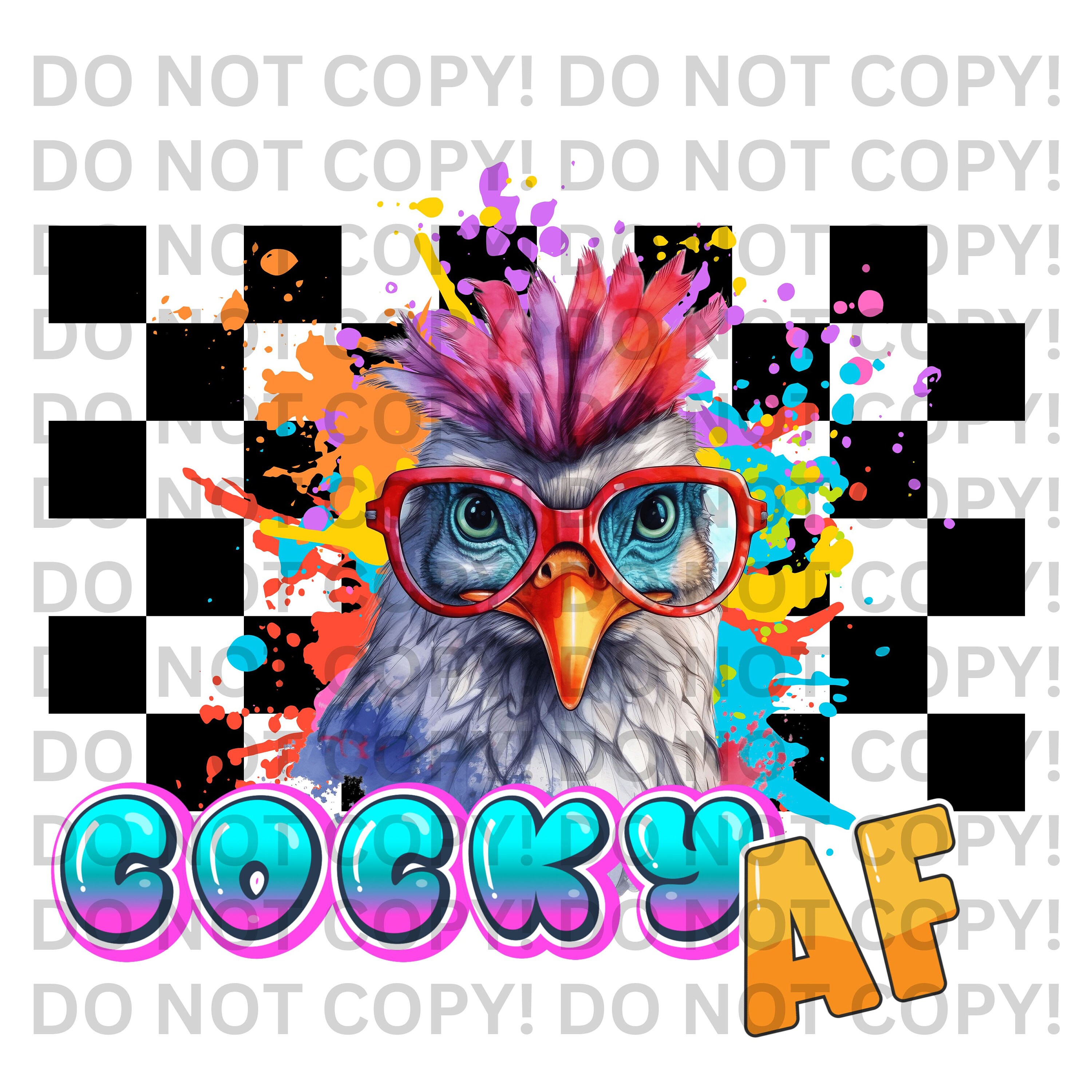 Hand-drawn Rooster PNG, Digital Pod Load, Cocky AF, Funny Rooster ...