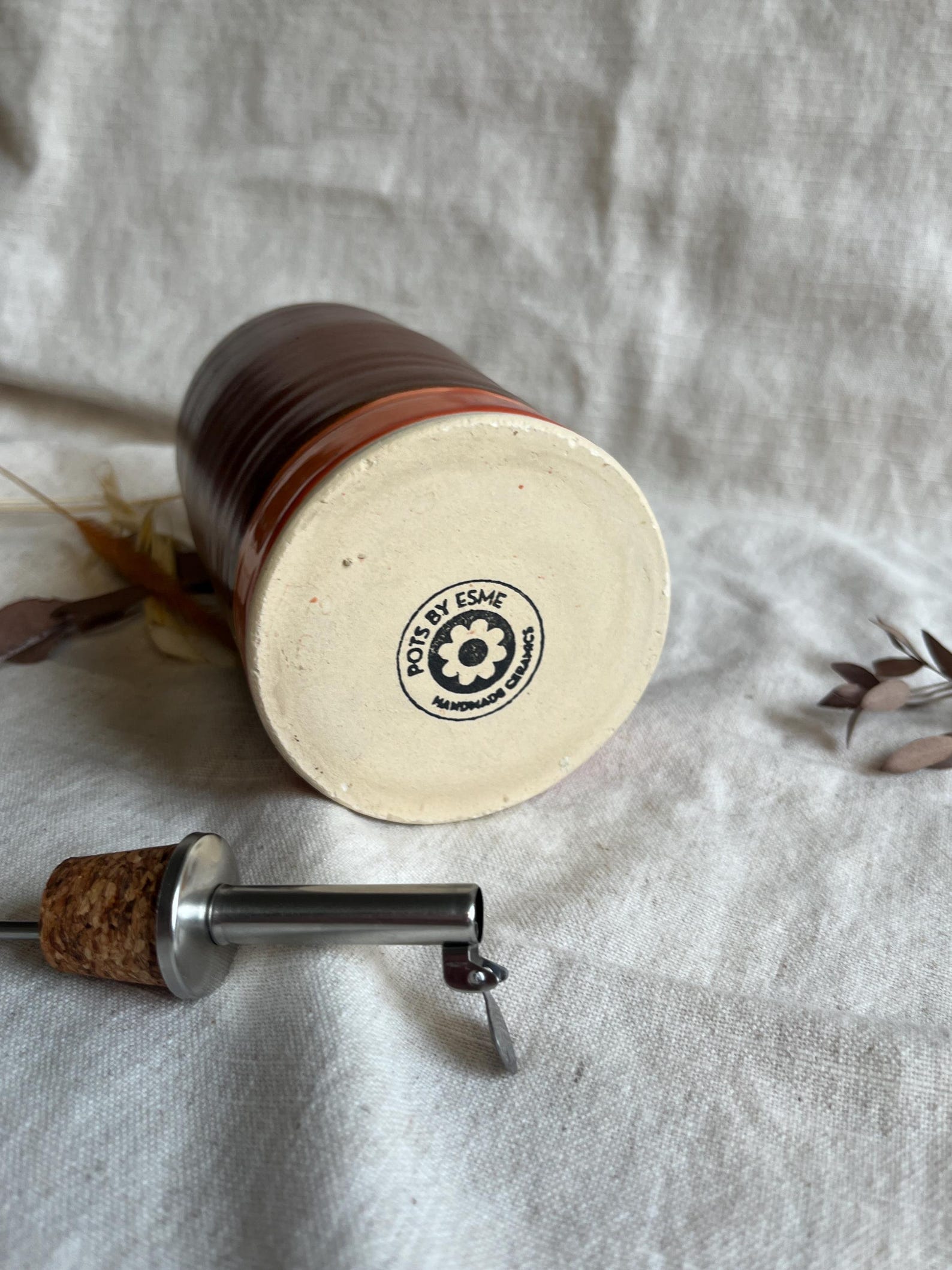 Ceramic Oil Pourer, Retro Inspired Oil Bottle,brown and Orange ...