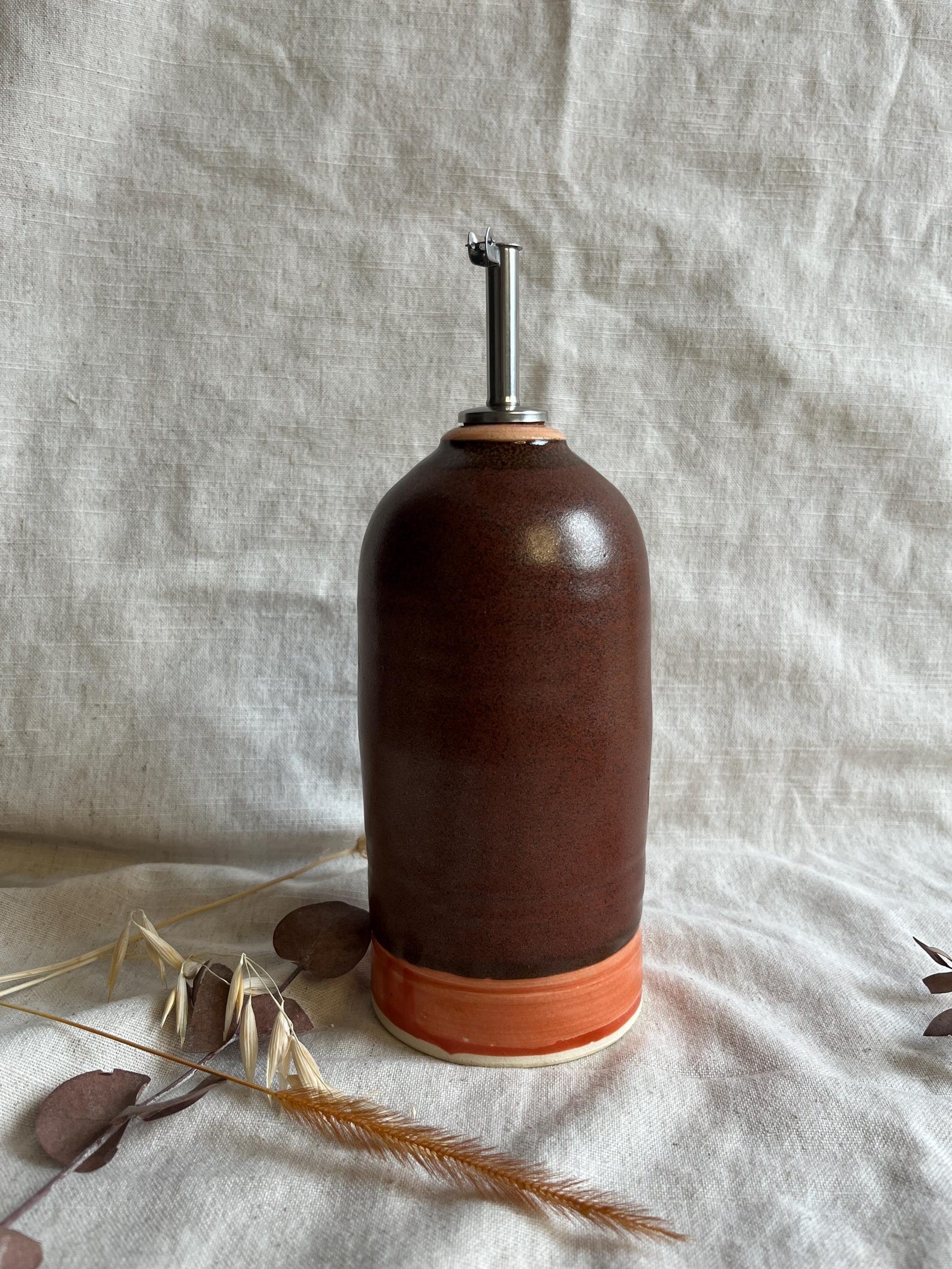 Ceramic Oil Pourer, Retro Inspired Oil Bottle,brown and Orange ...