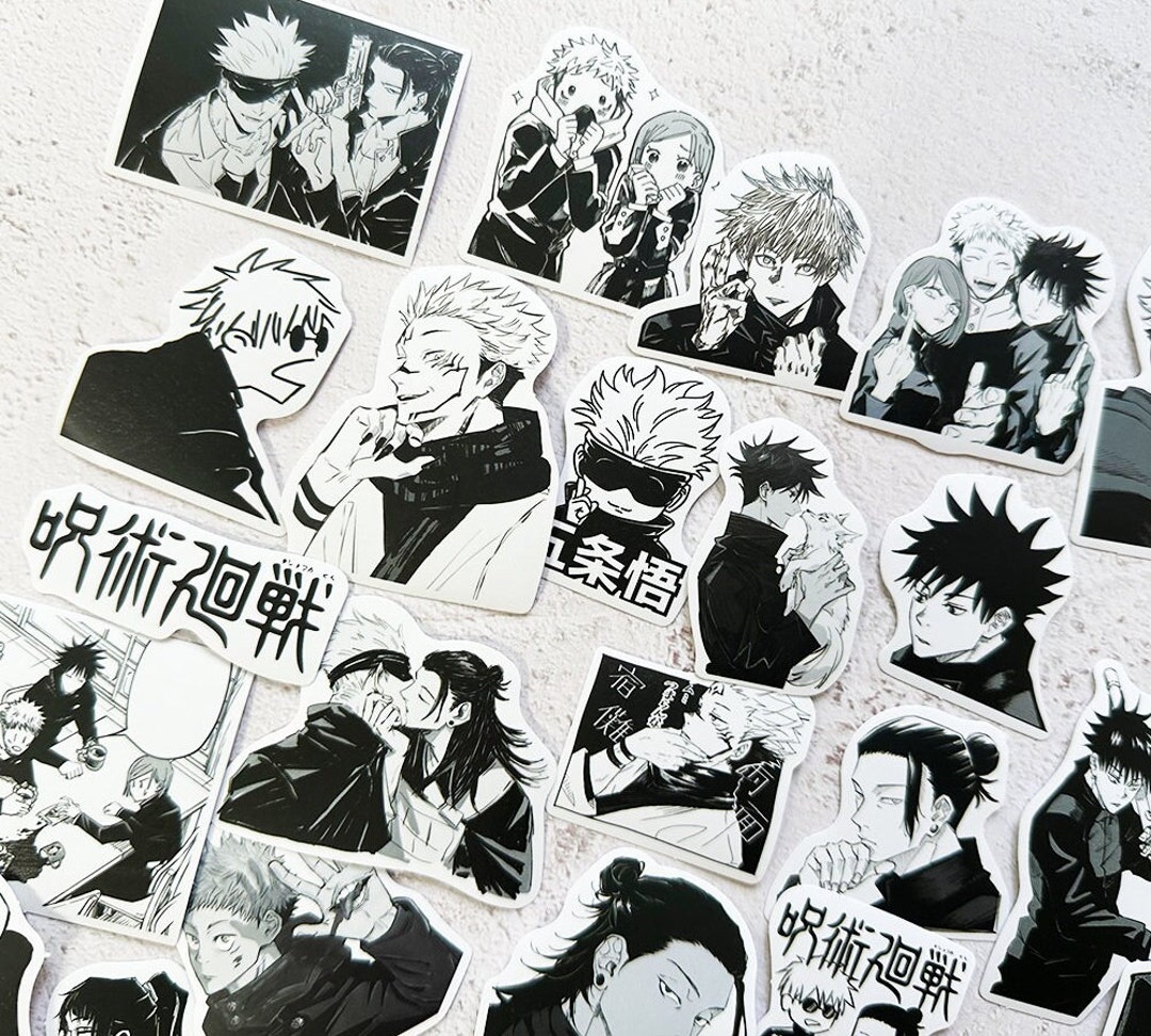 50pcs JJK Sticker Pack Waterproof Anime Manga Black and White Sticker ...