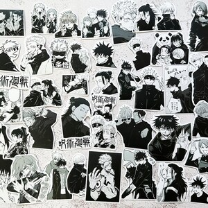 50pcs JJK Sticker Pack Waterproof Anime Manga Black and White Sticker ...
