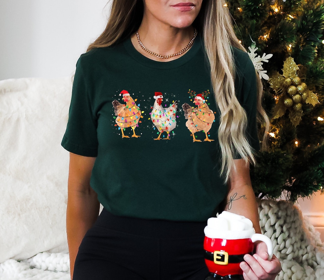 Chicken Christmas Shirt Funny Christmas T-shirt Ugly Christmas Tee ...