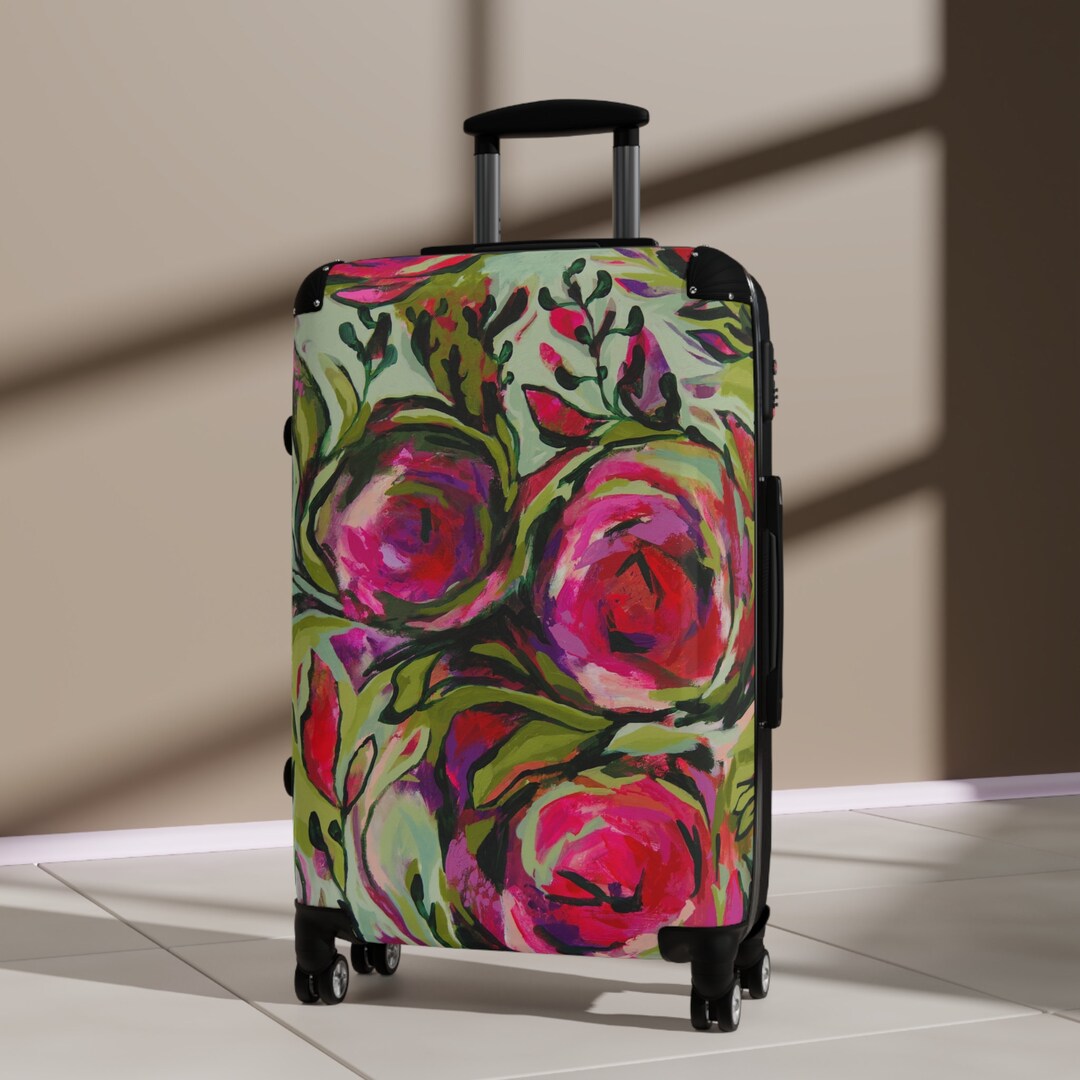 Suitcase With Original Artwork, Bright Colored Suitcase, Suitcase With ...