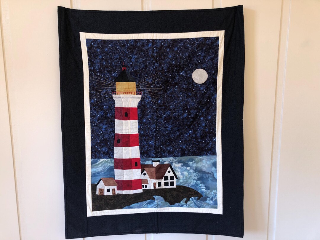 Final Markdown Lighthouse Appliquéd and Quilted Wall Hanging Colorful ...