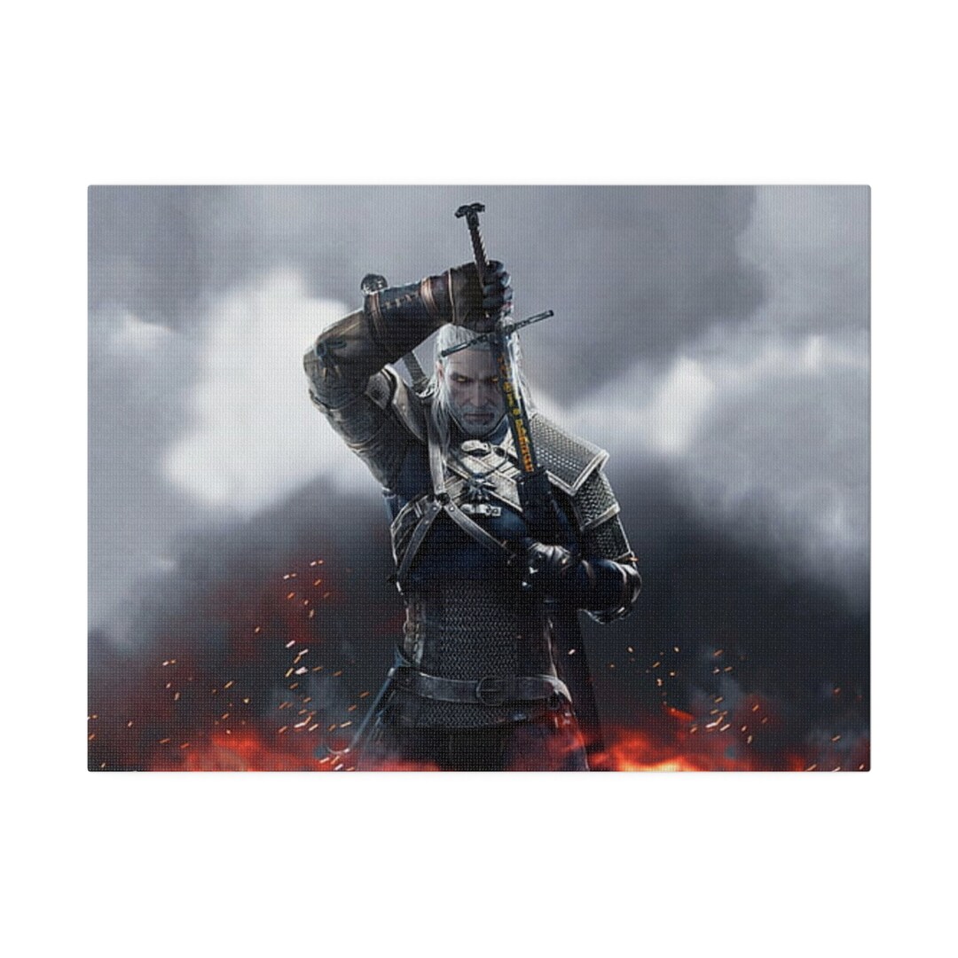 Wall Canvas, Geralt of Rivia Unsheathing Sword Design - Game Lover Home ...