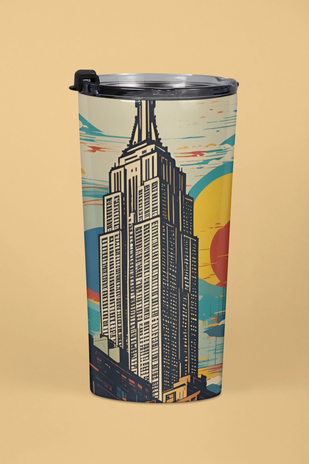 Famous Empire State Building Ukiyo-e Style 20oz Stainless Steel Tumbler ...