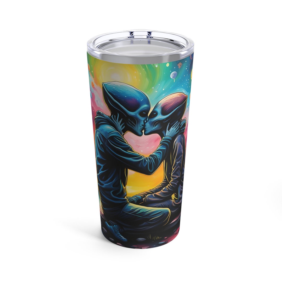 Alien Kissing Each Other Outer Space Stainless Steel Tumbler 20oz Solar ...