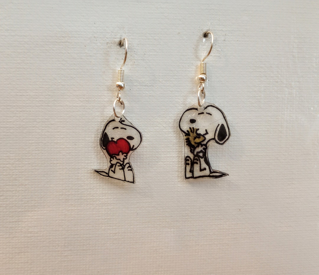 Snoopy and Woodstock Valentine Love Earrings - Etsy