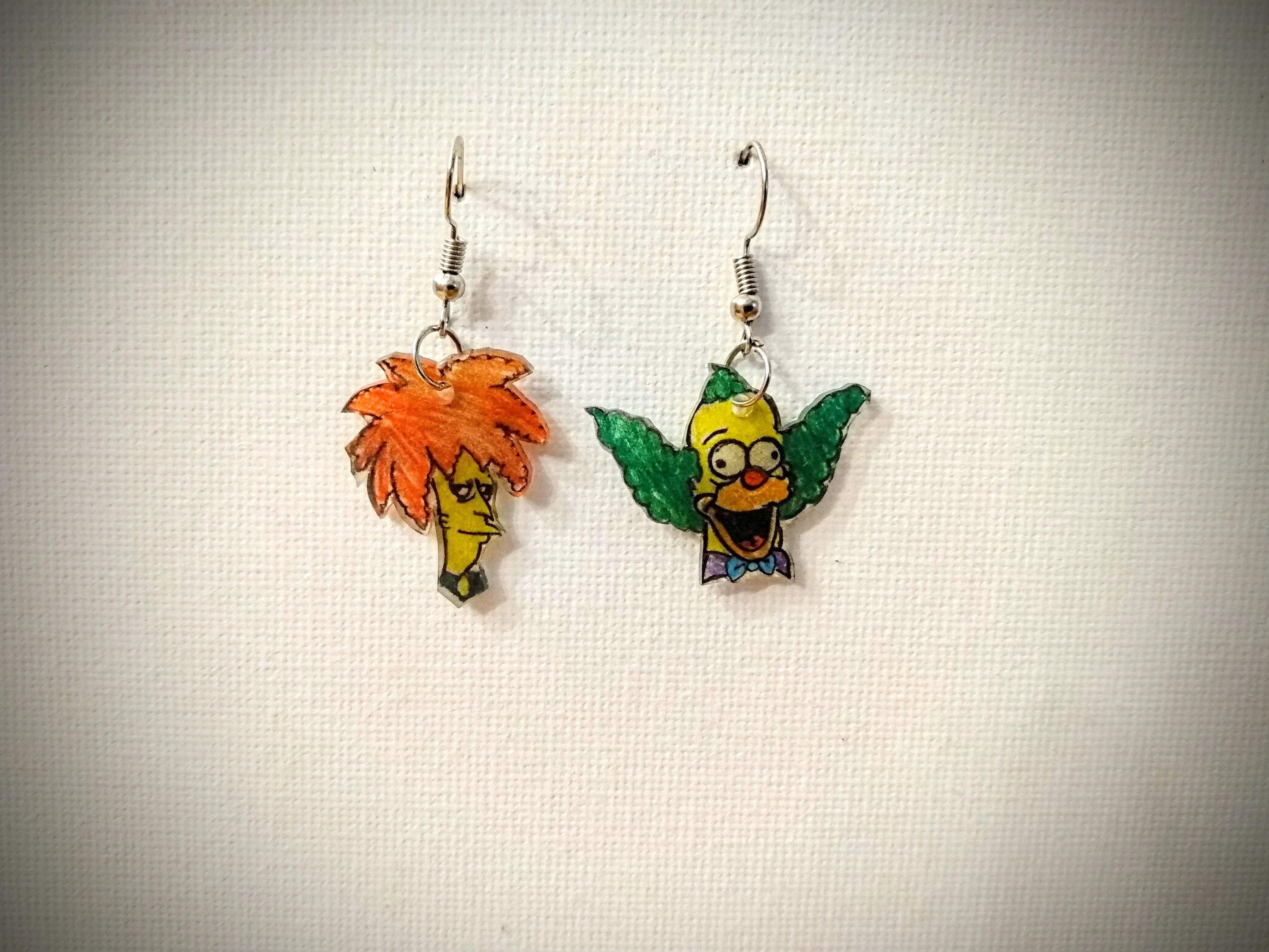 Simpsons Duo Earrings Krusty the Clown and Sideshow Bob - Etsy