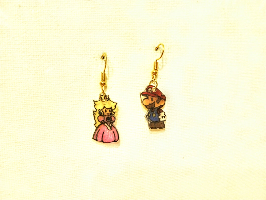 Mario Brothers and Princess Peach Earrings - Etsy