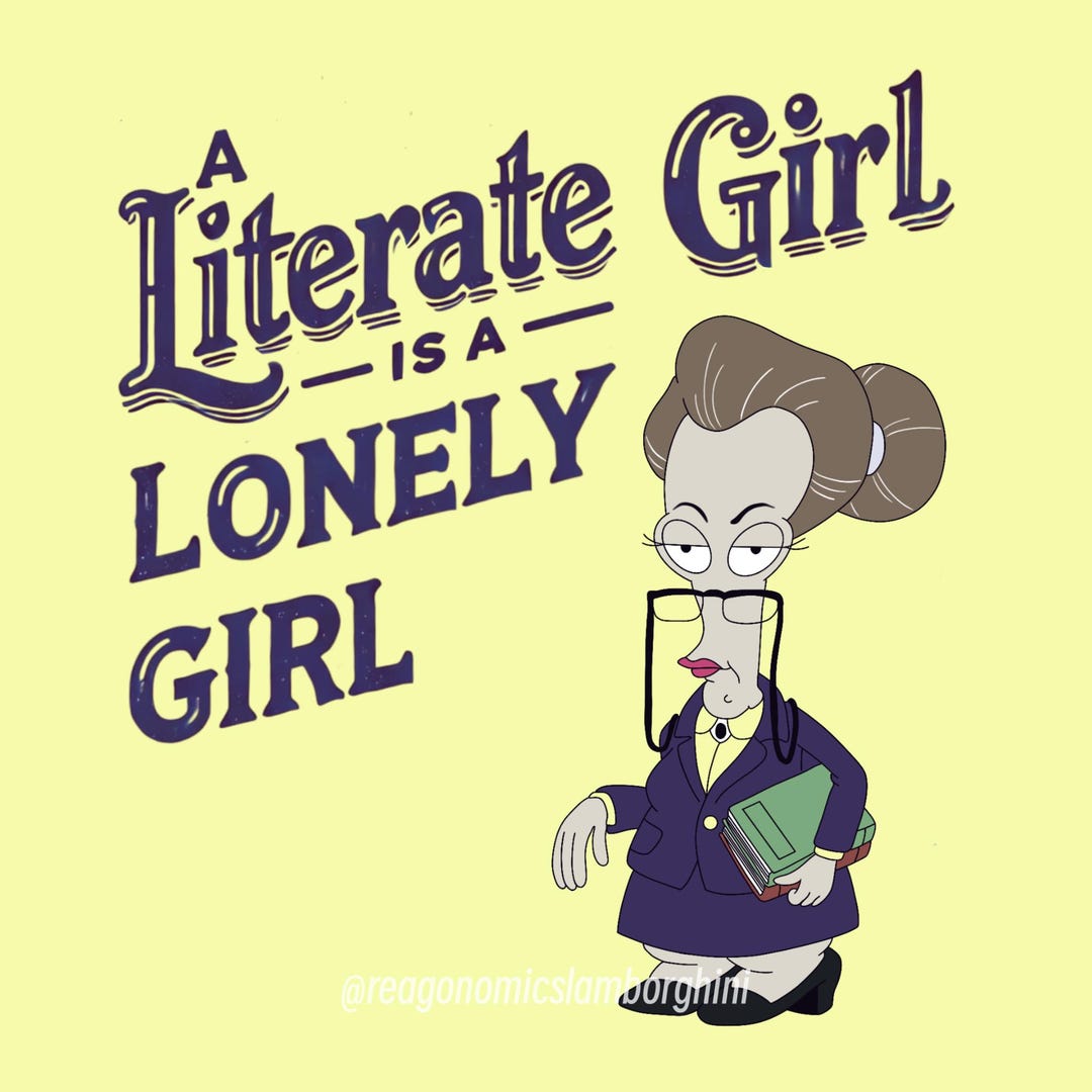 Roger Smith, American Dad Sticker (A Literate Girl is a Lonely Girl) - Etsy