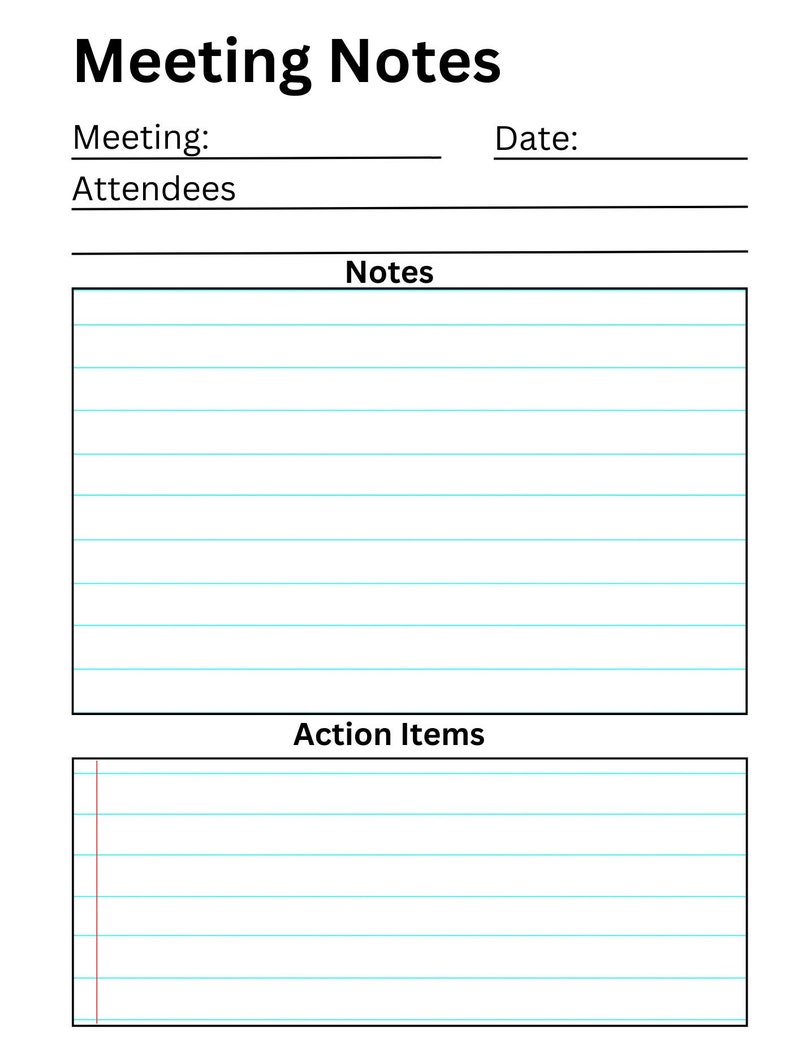 Digital Download - Meeting Notes Template - Etsy
