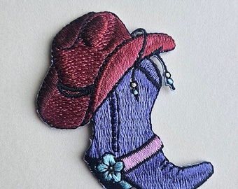 Western Cowboy Boot and Hat Iron on Applique Embroidered Patch 796026A ...