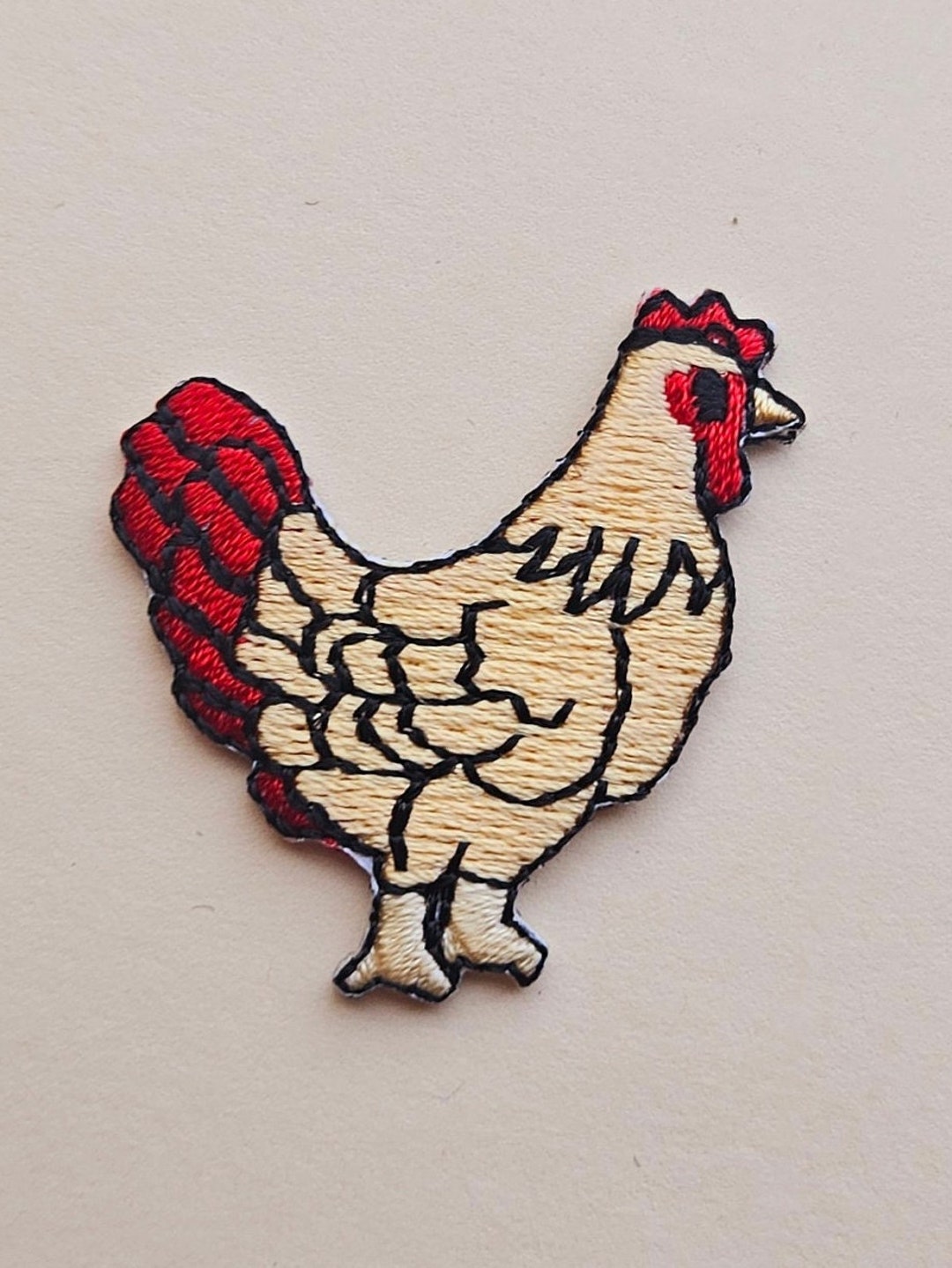 Yellow and Red Chicken - Iron on Patch - Embroidered Patch - Applique ...
