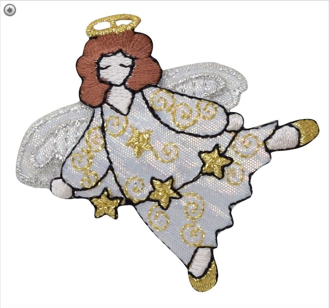 White Robe Angel With Stars Patch - Iron on Patch - Embroidered Patch ...