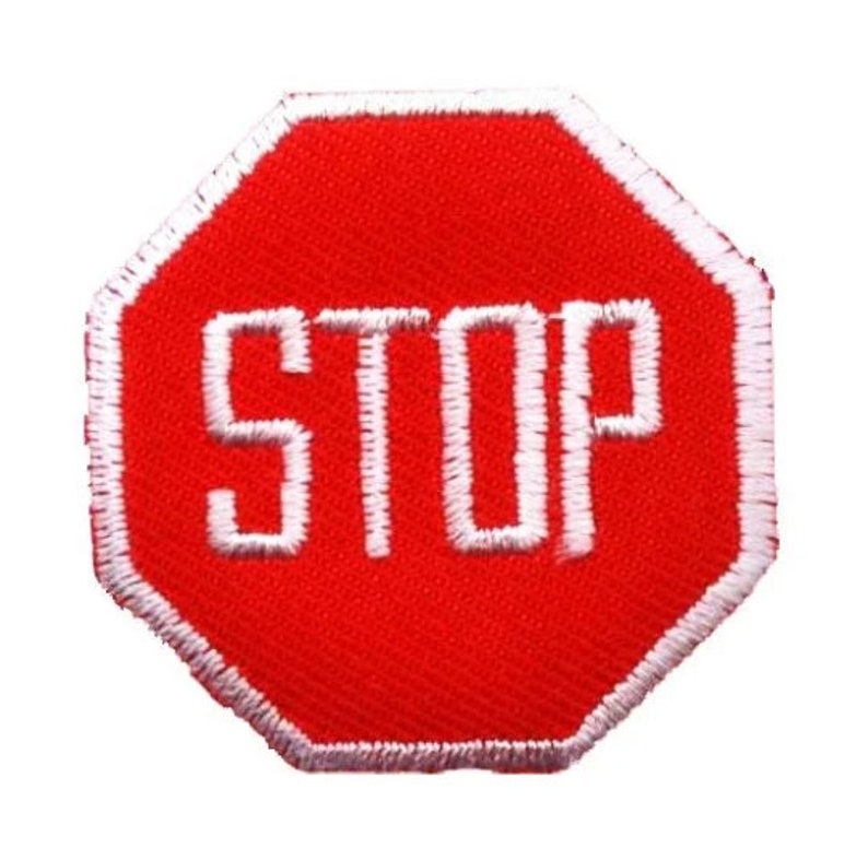 Red and White Stop Sign Stop Sign Iron on Patch - Etsy