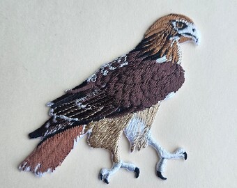 Hawk-red Tailed Birds Fully Embroidered Iron on Applique Patch Crafts ...