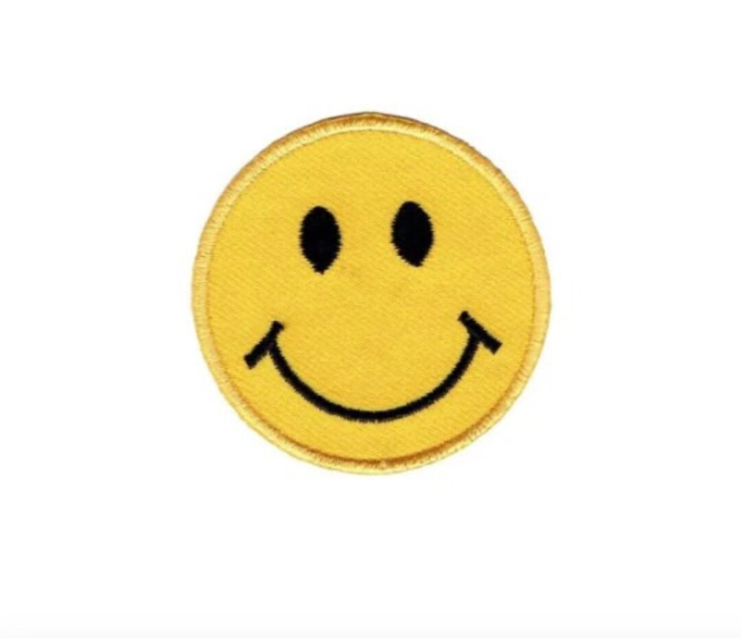 Smiley Face Emoji Patch- Happy Face - Applique - Iron on Patch ...